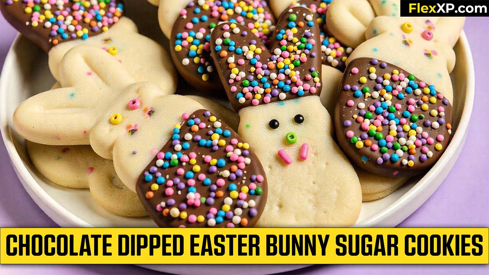 Chocolate Dipped Easter Bunny Sugar Cookies Recipe - FlexXP